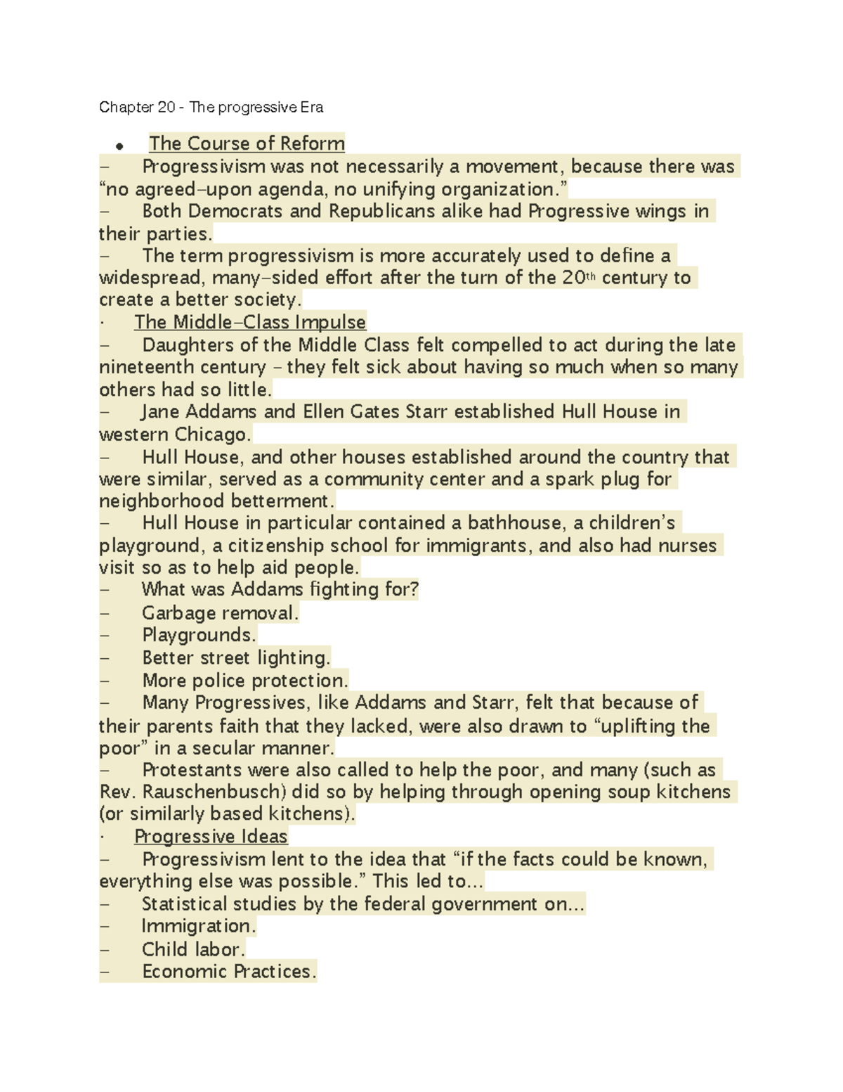 Chapter 20 - United States History - Chapter 20 - The progressive Era ...