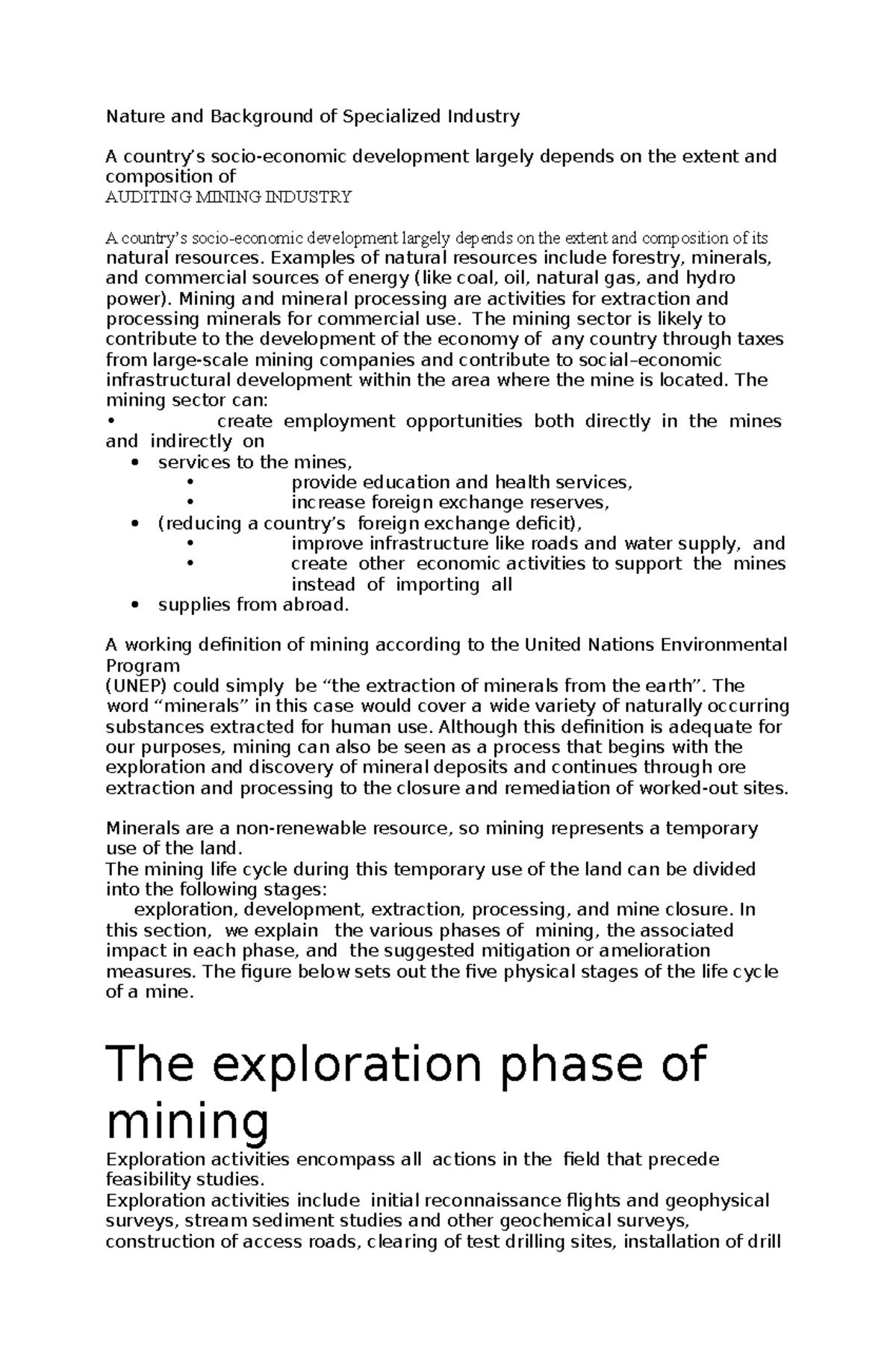 Nature and Background of Specialized Industry - Examples of natural ...