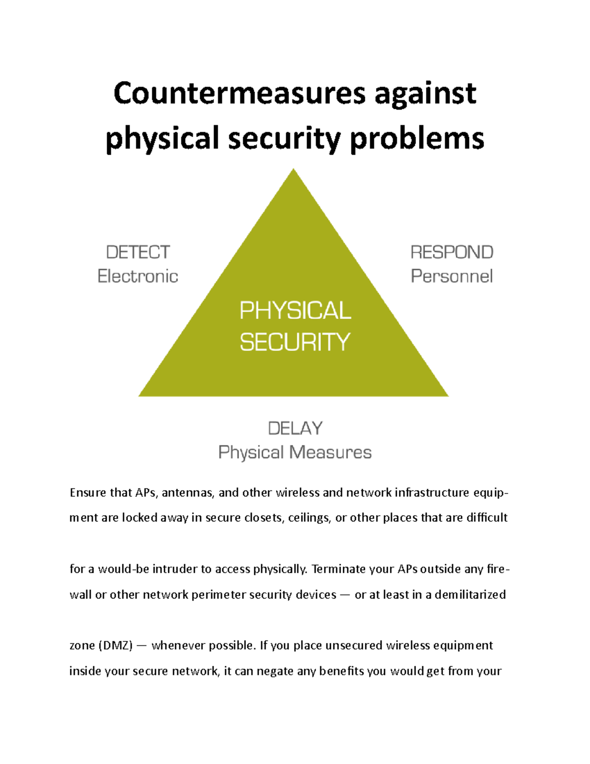 Countermeasures against physical security problems - Countermeasures ...