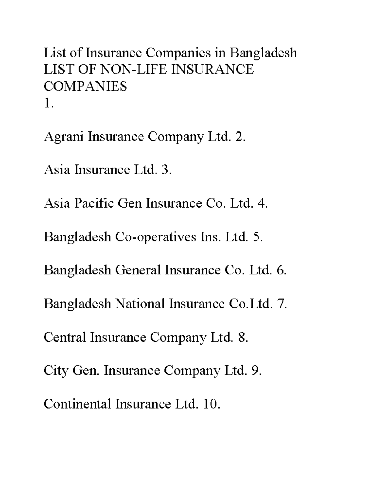 List of Insurance Companies in Bangladesh - Agrani Insurance Company ...