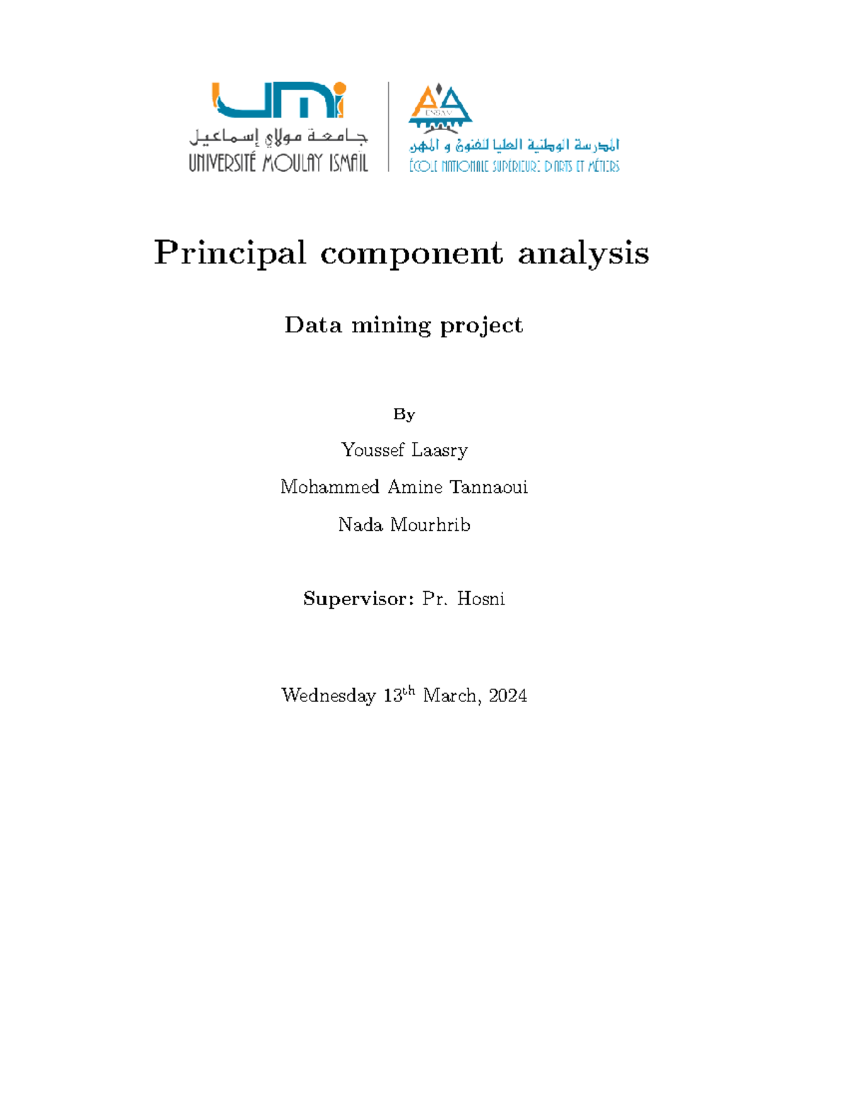 PCA dev - Principal component analysis Data mining project By Youssef Laasry Mohammed Amine ...