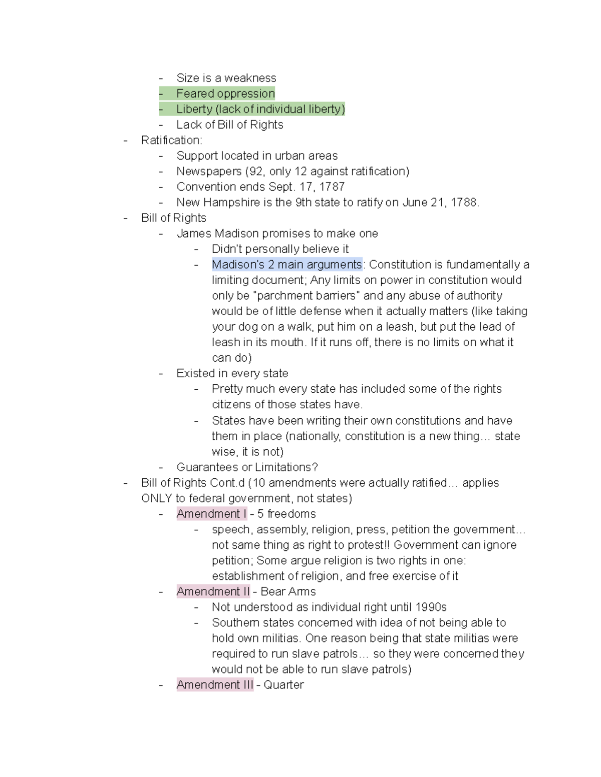 HIST 2111 Notes Part 3 Alexa Edwards - Size is a weakness Feared ...