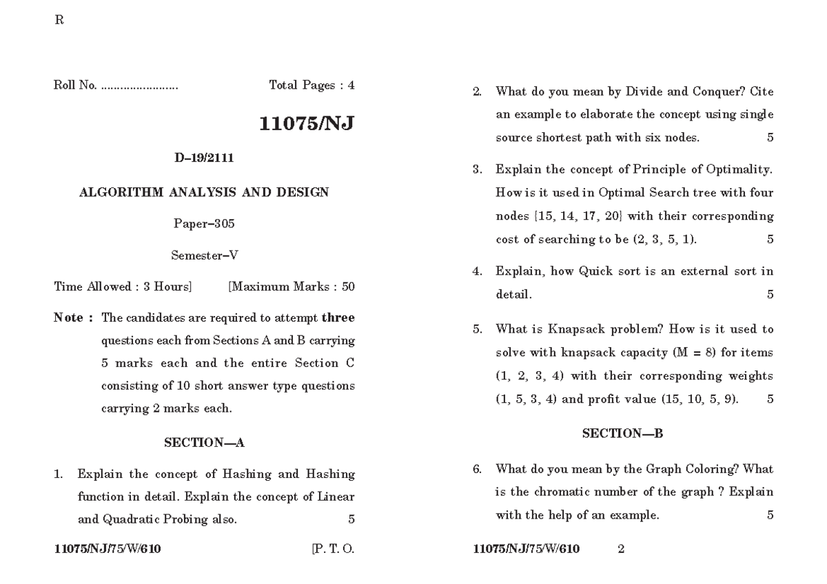 AAD2022 - aad notes - Roll No. ........................ Total Pages : 4 ...