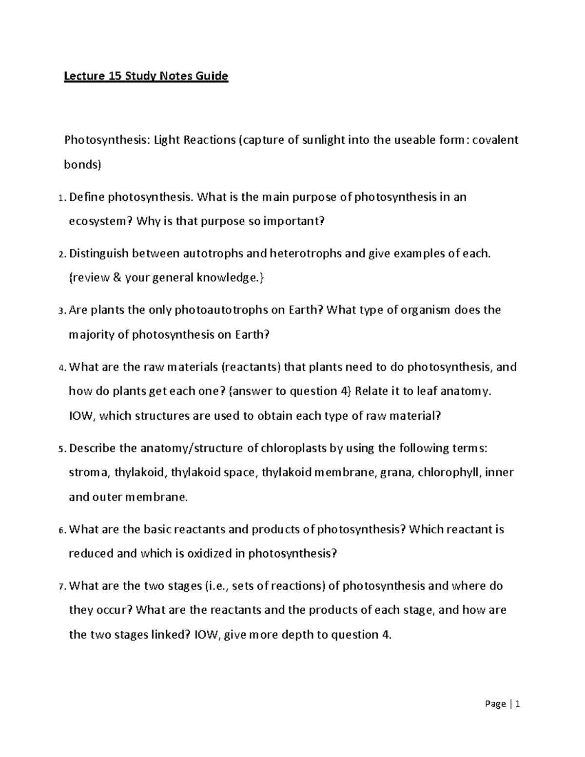 Lecture 15 Study Notes Guide - Lecture 15 Study Notes Guide ...