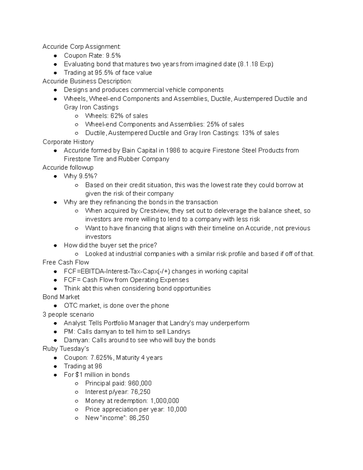 Sch Mgmt 509 All Important Notes Taken From In Class Powerpoints Accuride Corp Assignment 