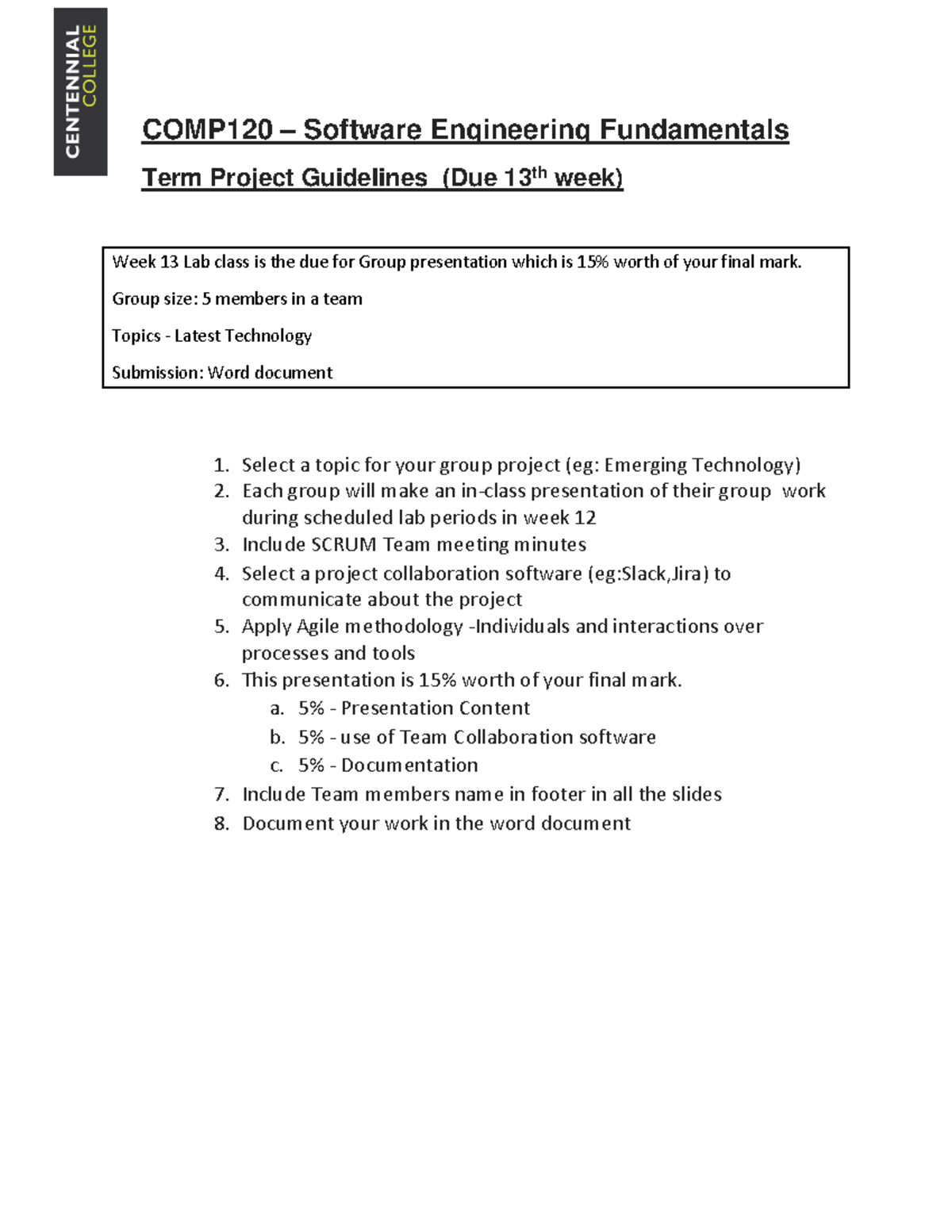 Group Project Guidelines COMP120 - COMP120 – Software Engineering ...