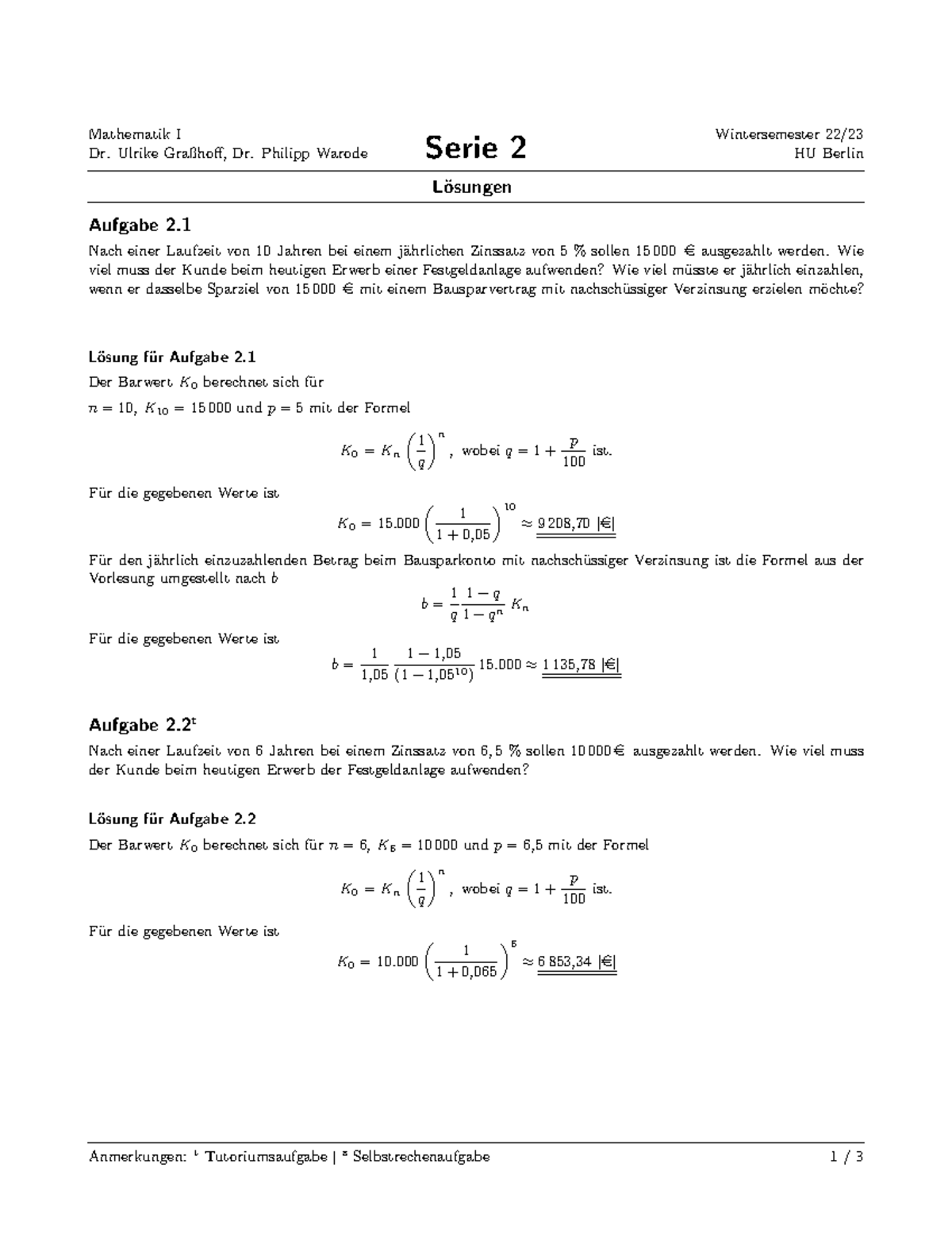 Serie 2 Loesungen 1071c0c192bb767f967fa500e4123641 - Mathematik I ...