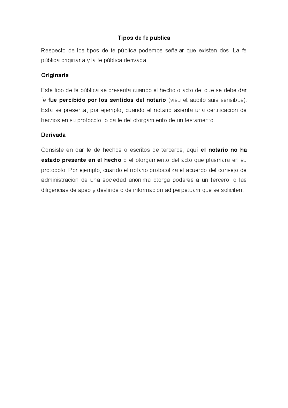7 - Tipos de fe pública en el derecho notarial, es un resumen en el ...