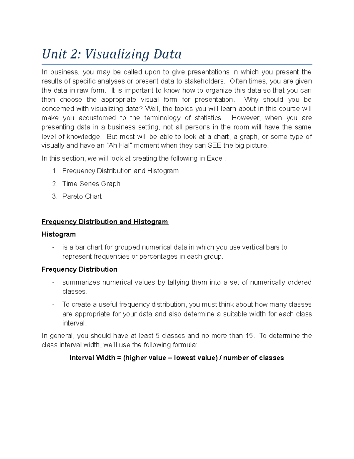 Lecture 2 Visualizing Data Unit 2 Visualizing Data In Business You May Be Called Upon To