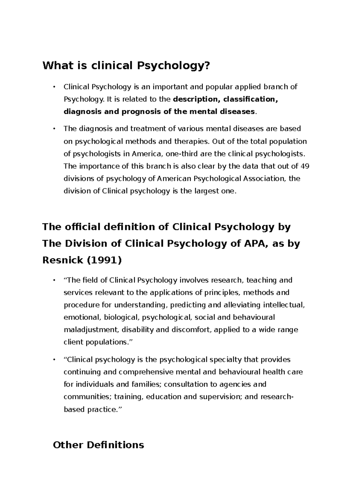 Introduction to Clinical Psychology - What is clinical Psychology ...