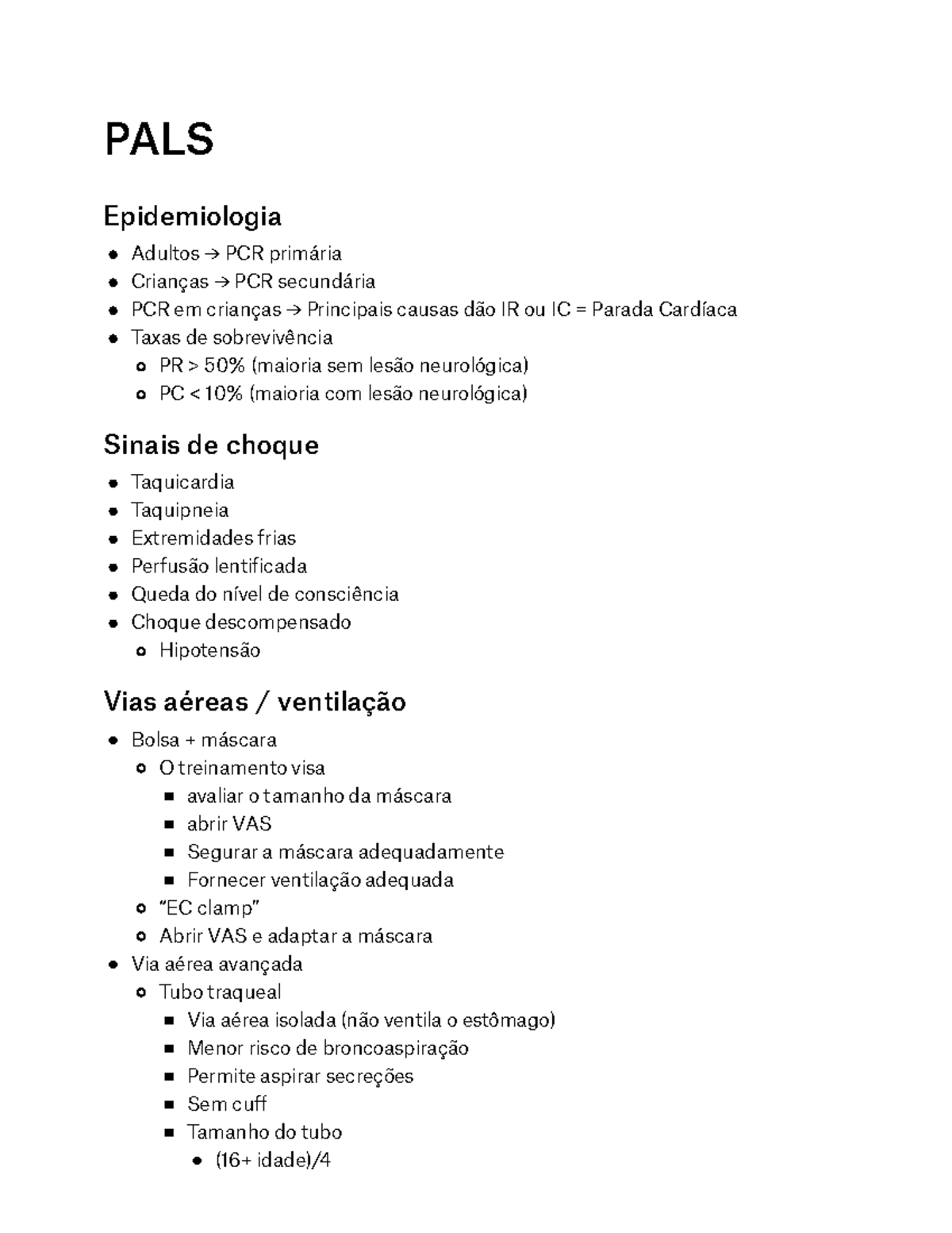 PALS - Apontamentos 1 - PALS Epidemiologia Adultos → PCR primária ...