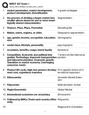 MRKT 437 Exam II Review - MRKT 437: International Marketing Exam II ...