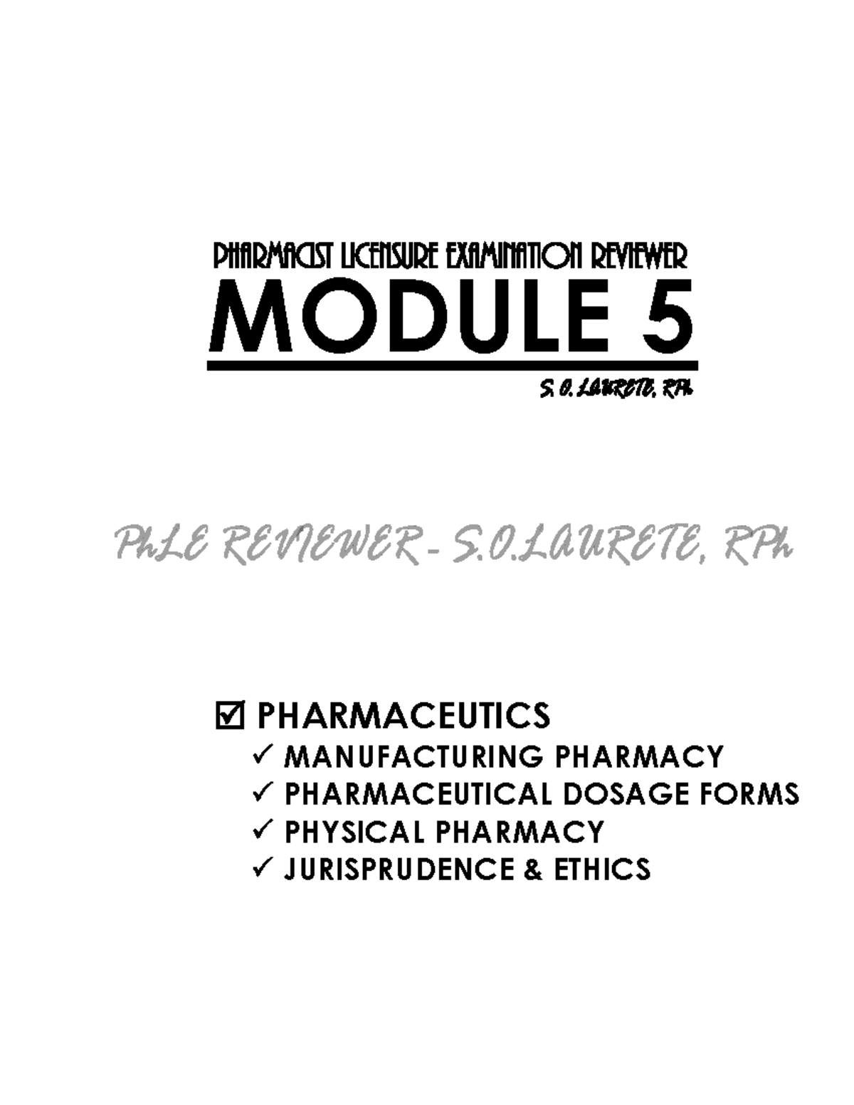 435603853 Phle Reviewer Module 5 Pharmaceutics - MODULE 5 PHARMACEUTICS ...