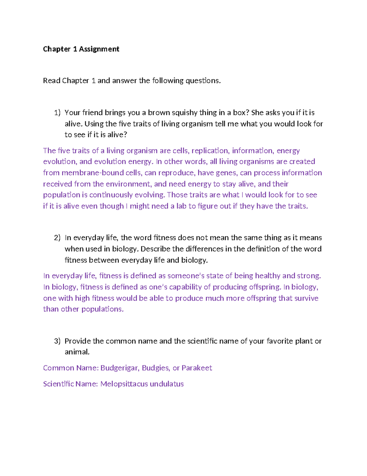 Chapter 1 Assignment - Chapter 1 Assignment Read Chapter 1 and answer the following questions. 1 ...