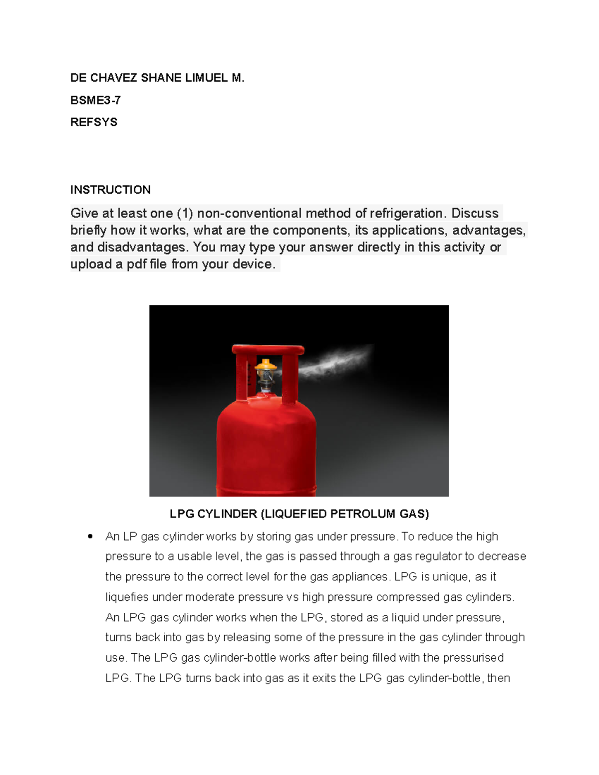 DE Chavez Shane Limuel M refsys - DE CHAVEZ SHANE LIMUEL M. BSME3- REFSYS INSTRUCTION Give at ...