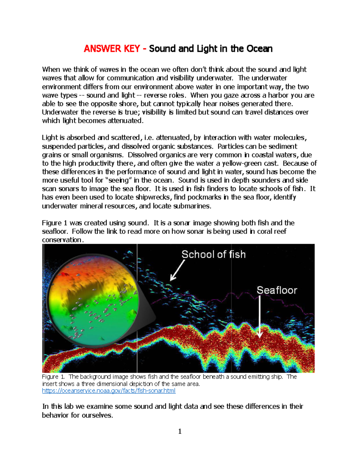 Sound and Light in the Ocean - Studocu