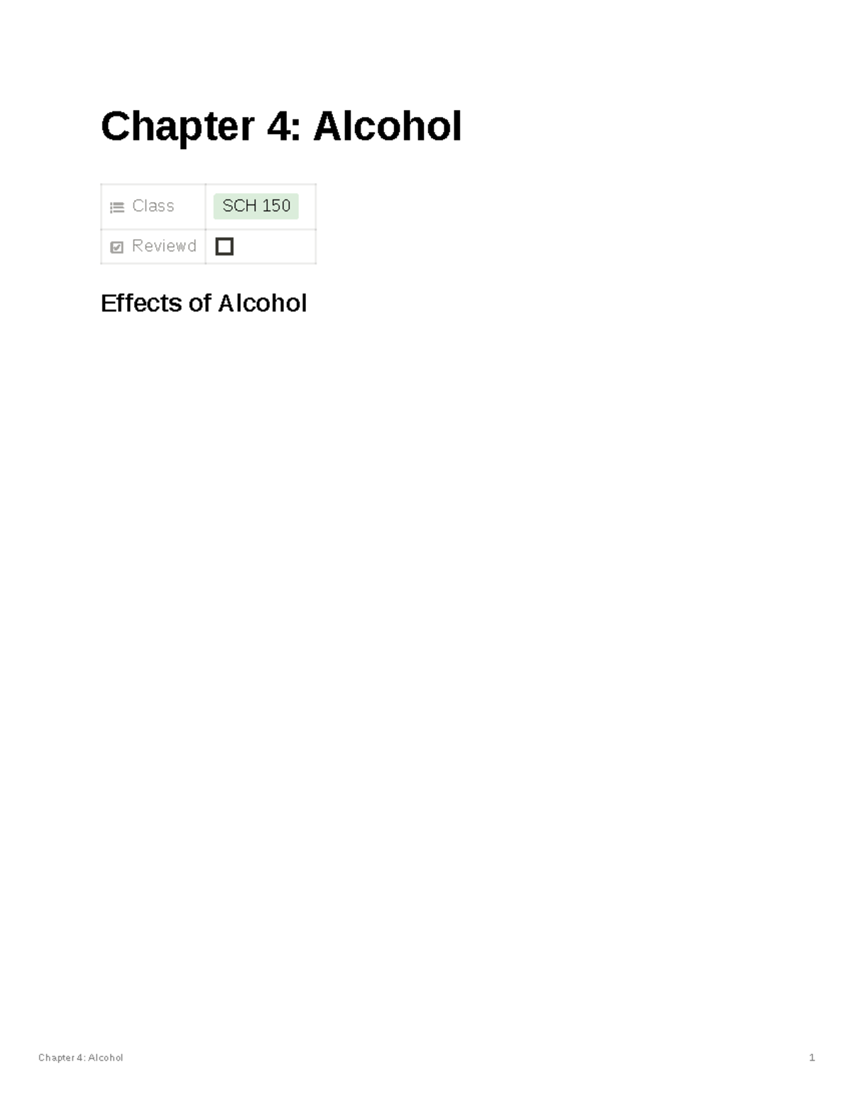 SCH 150 CHAPTER 4 - Alcohol - Chapter 4: Alcohol Class SCH 150 Reviewd ...