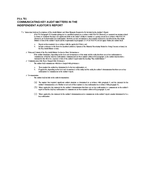 PSA 705 - AUDIT - PSA 705 MODIFICATIONS TO THE OPINION IN THE INDEPENDENT AUDITOR’S REPORT FOCUS ...