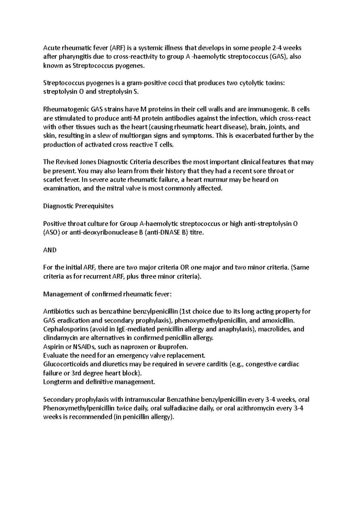 Acute rheumatic fever - Notes on nursing - Acute rheumatic fever (ARF ...