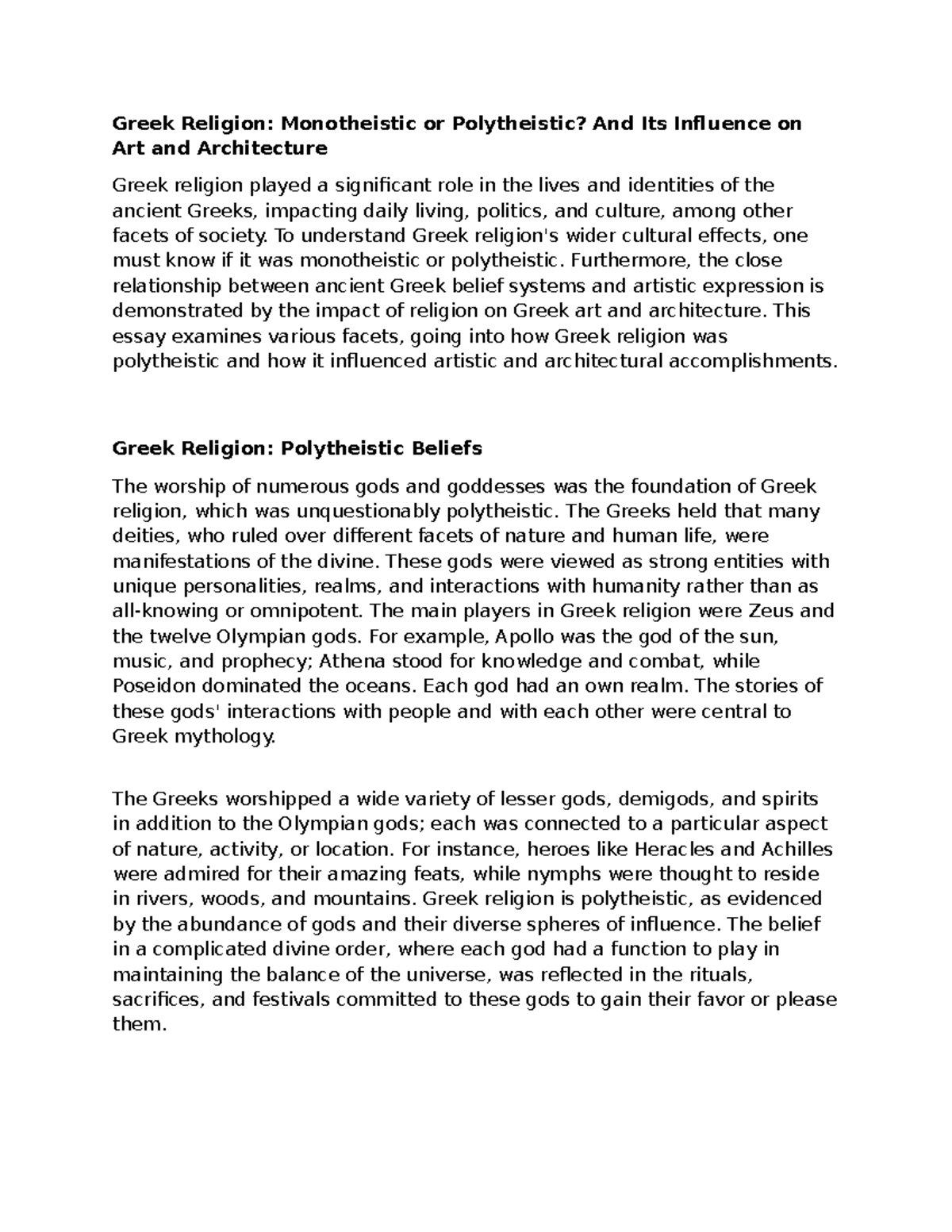 Learning Journal 2 - very helpful - Greek Religion: Monotheistic or ...
