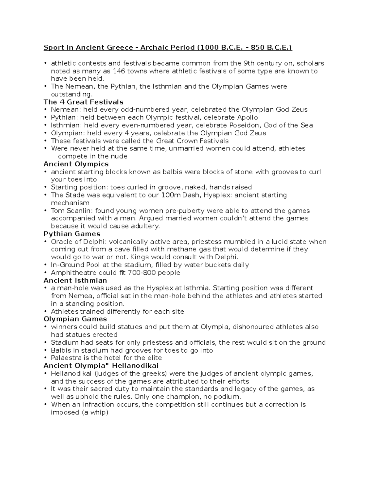 Sport in Ancient Greece - C. - 850 B.C.) athletic contests and ...