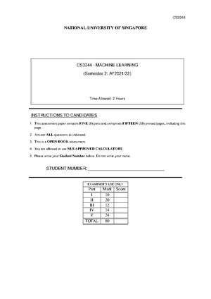 1920SEM2-CS3244 - Final Exam - NATIONAL UNIVERSITY OF SINGAPORE CS3244 ...