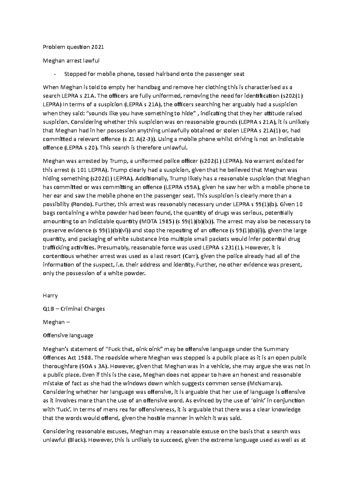 Beveridge - Practice answer to past paper 2021 Practice answer to past ...