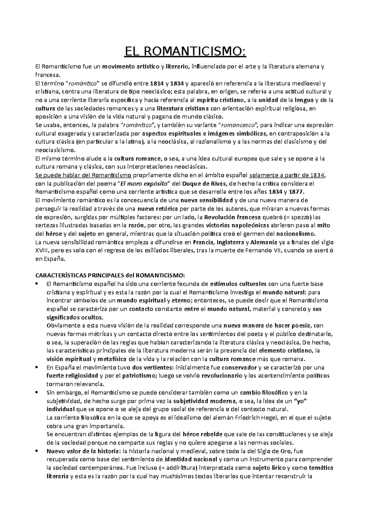 El Romanticismo - EL ROMANTICISMO: El Romanticismo fue un movimento artistico y literario ...