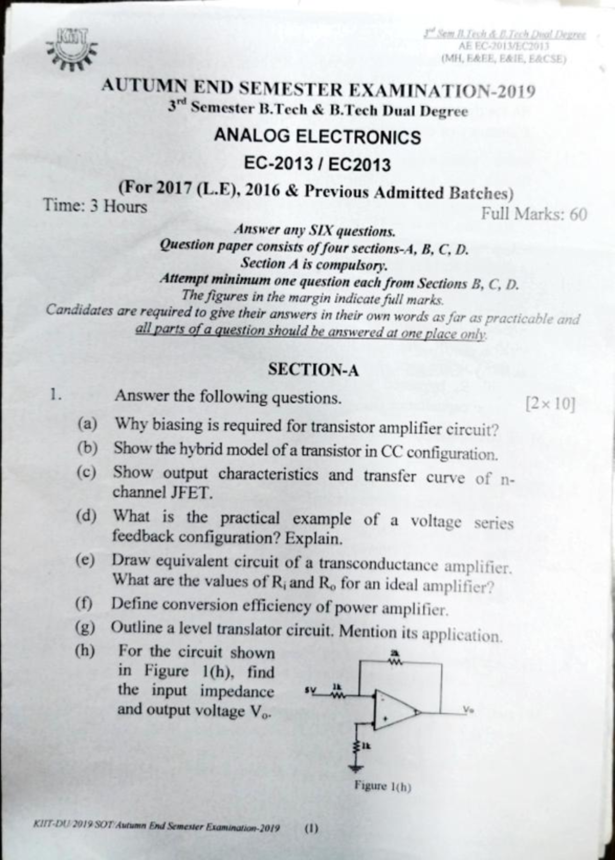 AE - previous year question paper - B.tech - Studocu