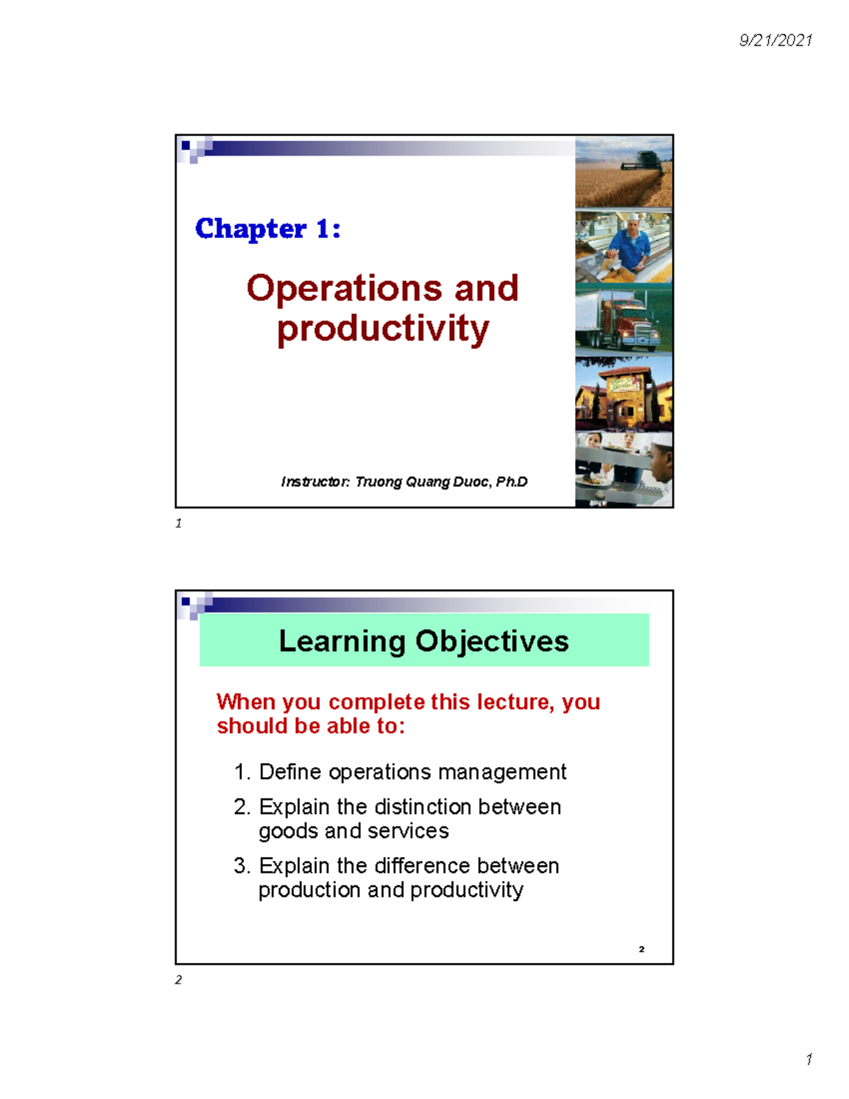Chapter 1-Operations and Productivity - Chapter 1: Operations and productivity Instructor ...