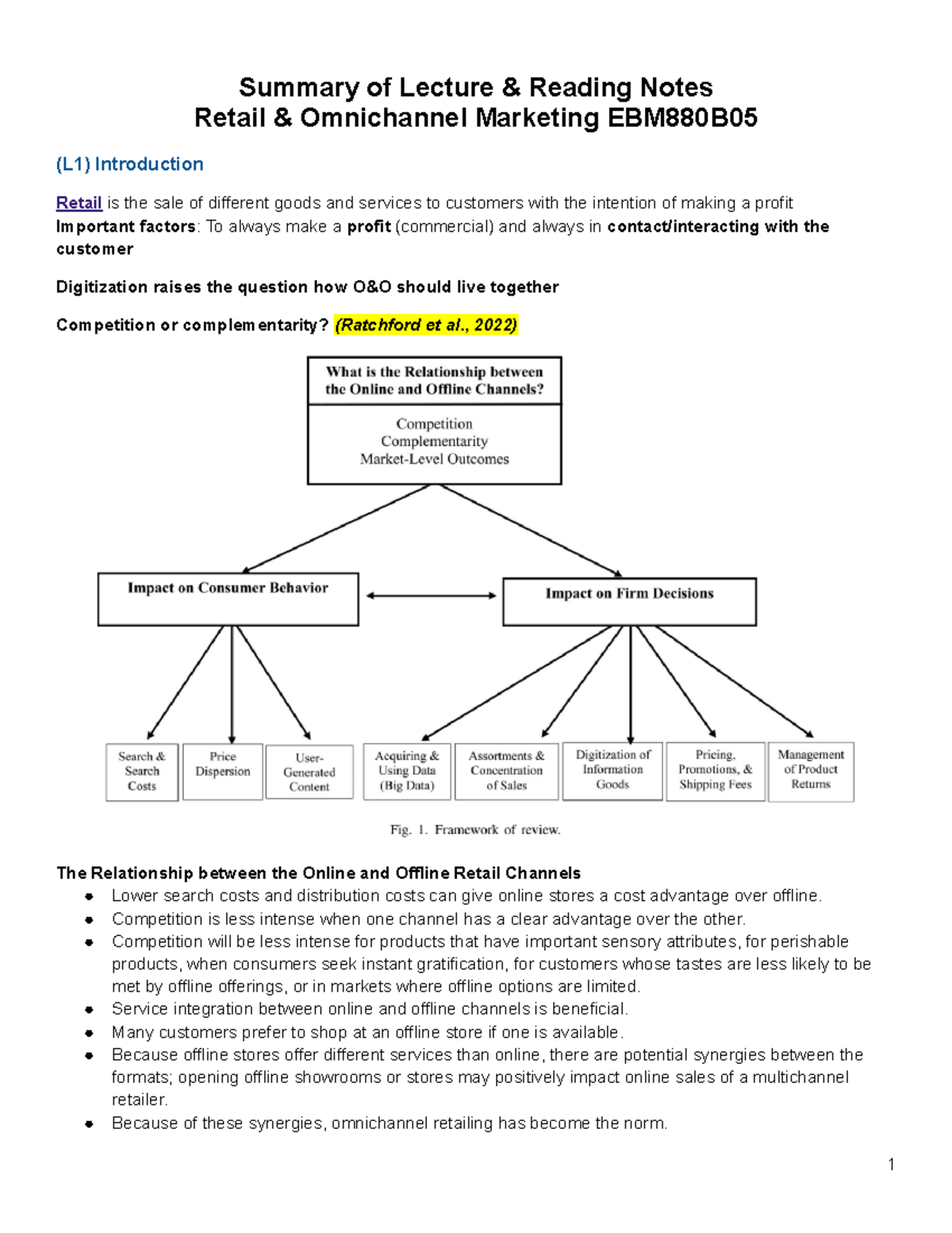Summary of Lecture and Reading Notes - Summary of Lecture & Reading ...