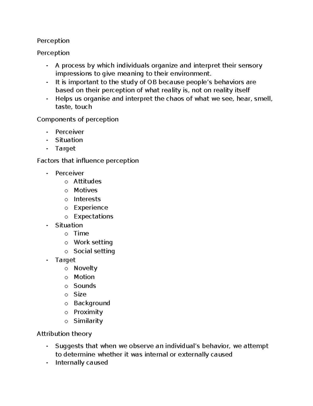 Lecture 4 - Perception & Decision Making - Perception Perception - A process by which ...