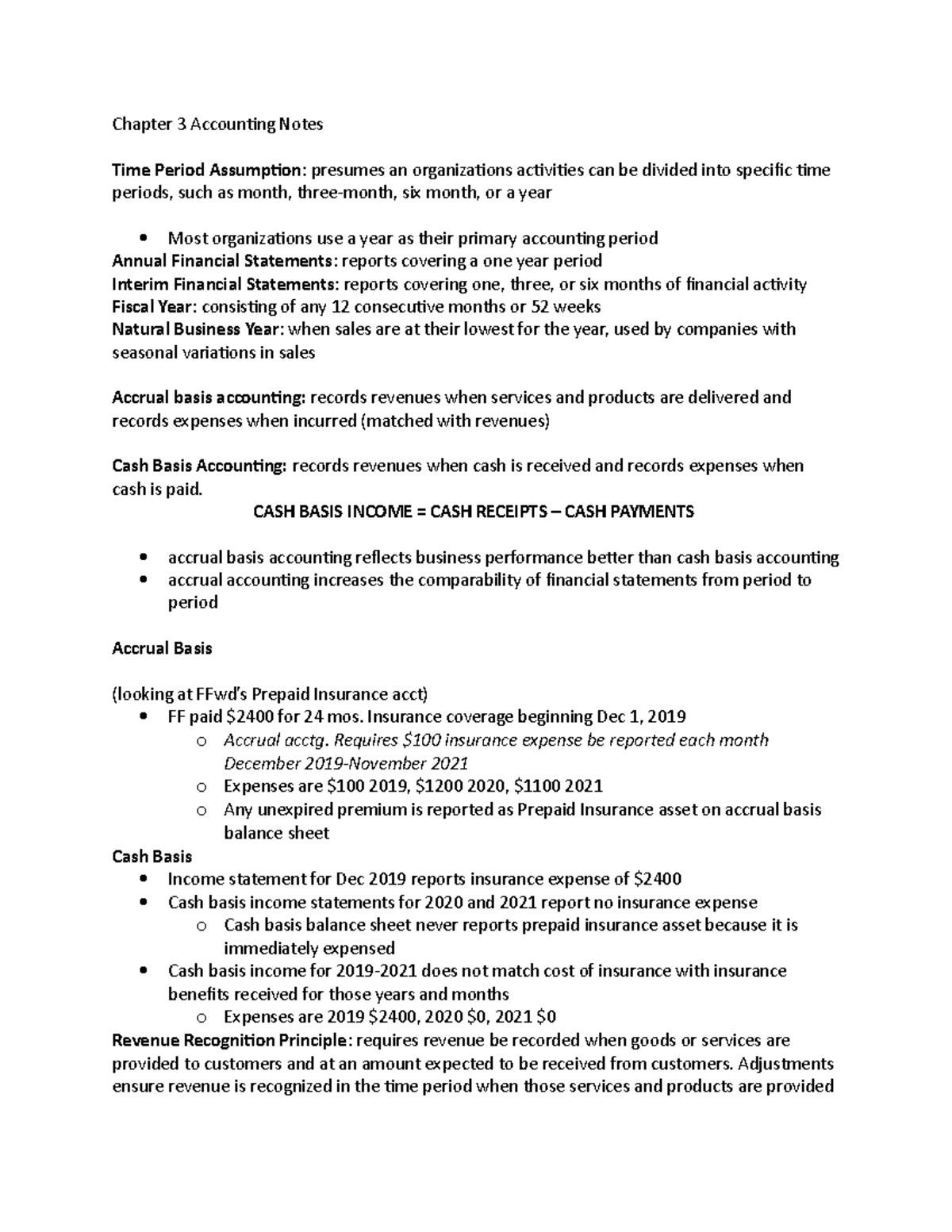 Chapter 3 Accounting Notes - Chapter 3 Accounting Notes Time Period ...