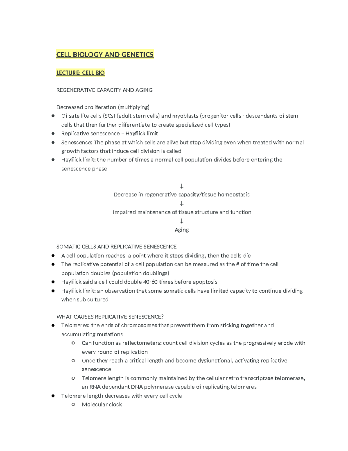 CELL Biology AND Genetics - CELL BIOLOGY AND GENETICS LECTURE: CELL BIO ...