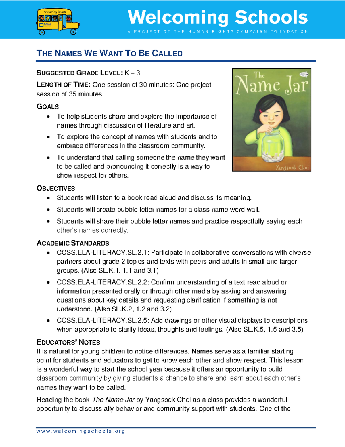 WS Lesson Names We Want To Be Called - THE NAMES WE WANT TO BE CALLED ...