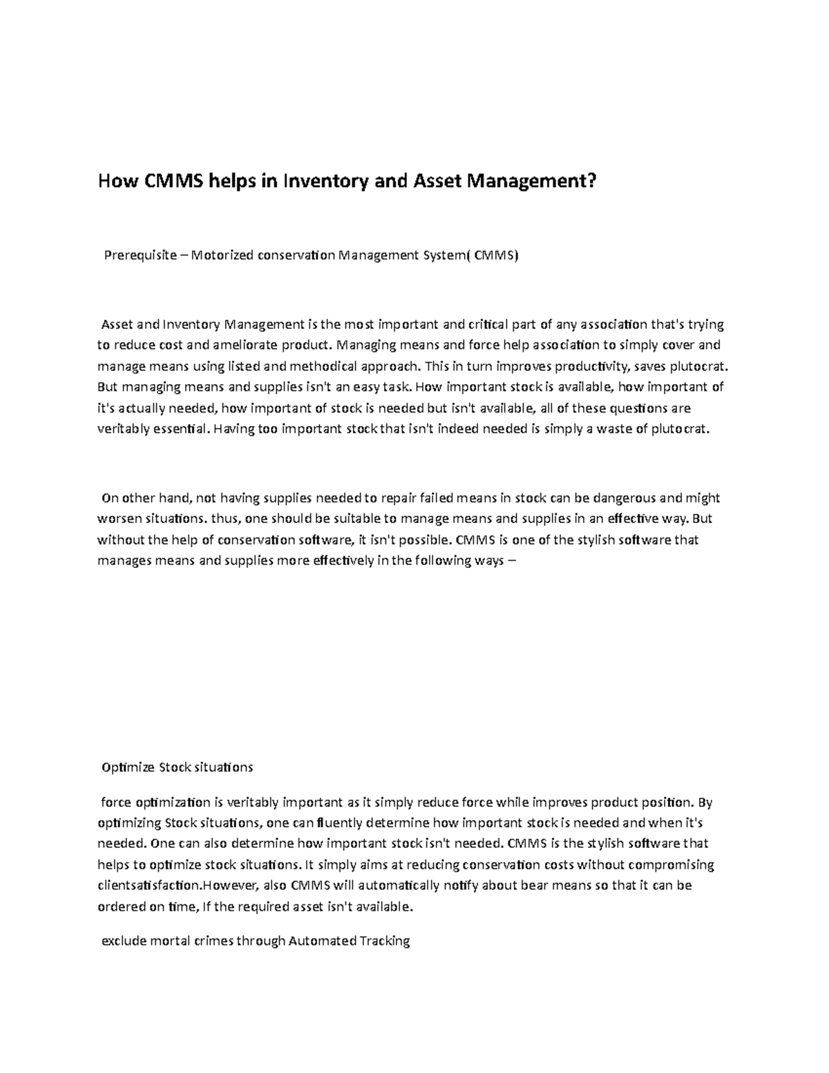 How CMMS helps in Inventory and Asset Management - How CMMS helps in ...