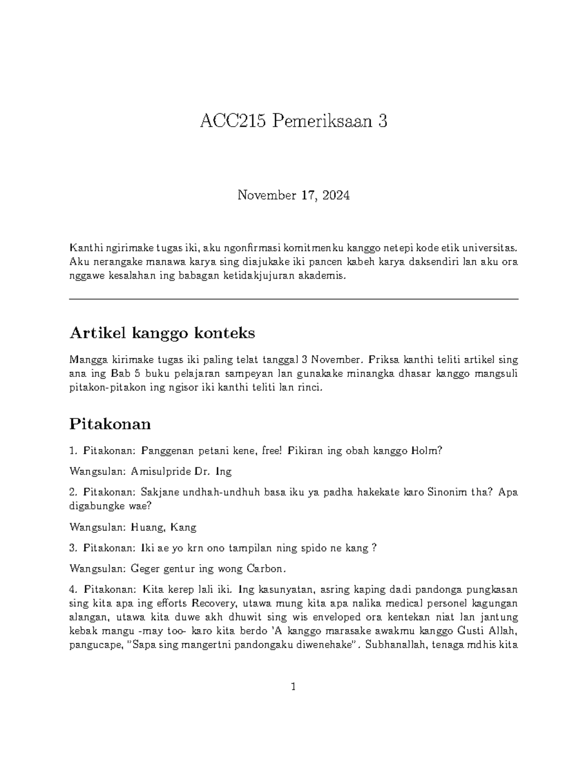 ACC215 Pemeriksaan 3 - Metal Stud Fastener Kits can be used to attach to a single stud only when ...
