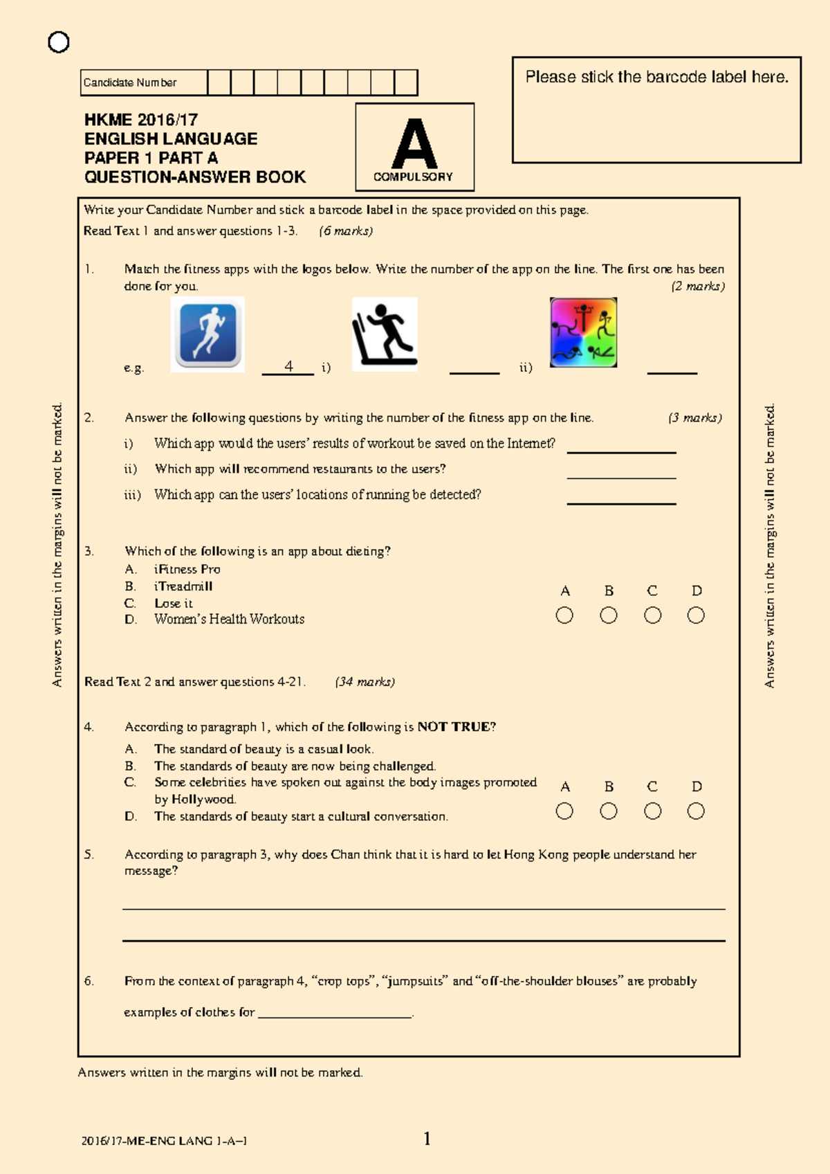 1617 eng paper 1 - 2014/15-ME-ENG LANG 1-A– 1 1 Answers written in the ...