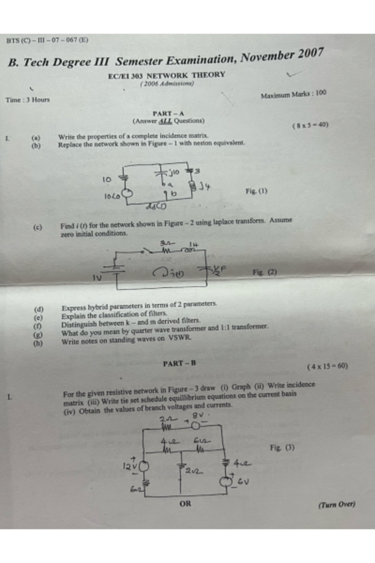 Model question-Network Theory 2 - Electrical Engineering - Studocu