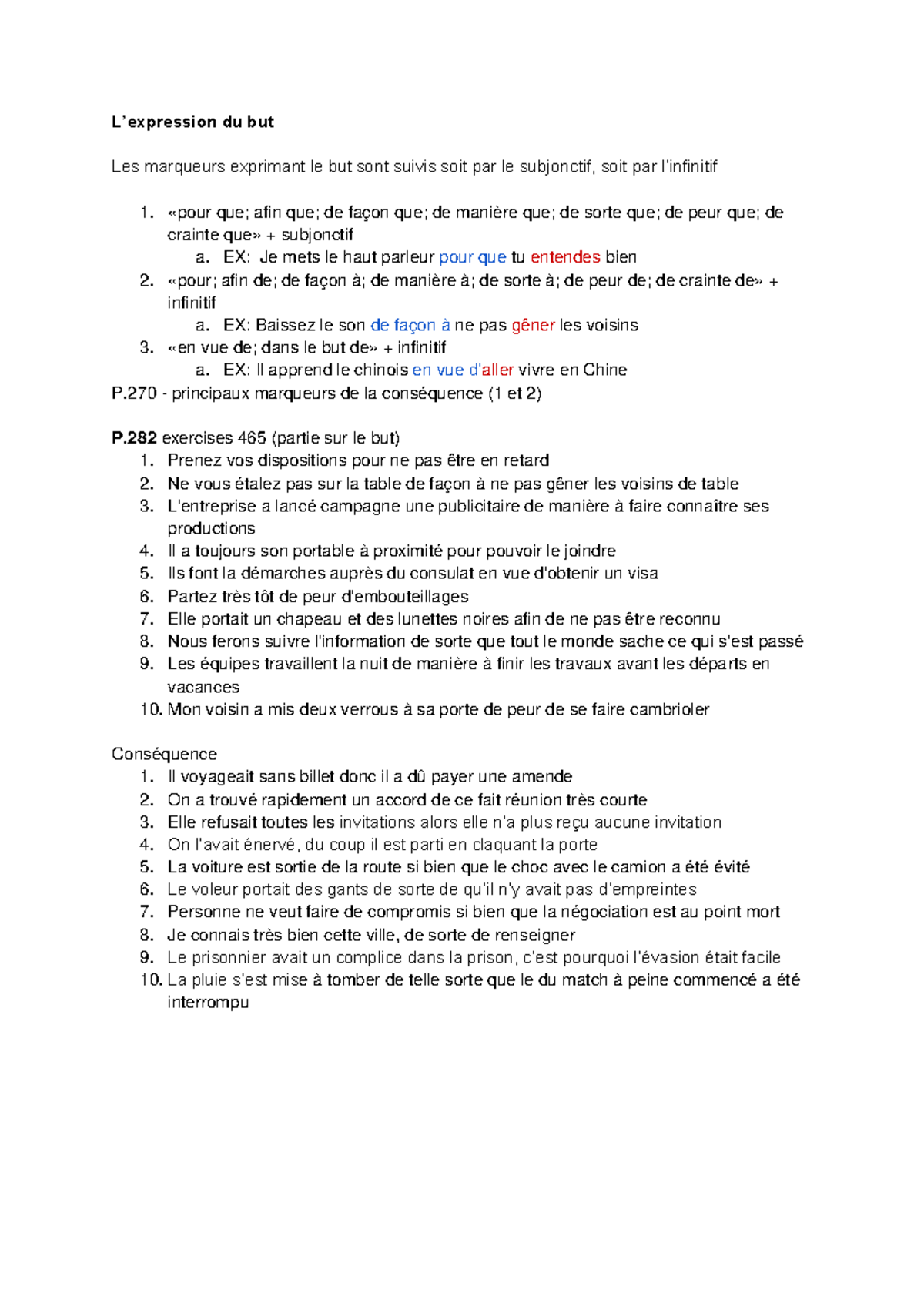 8. L’expression du but - week 8 notes - L’expression du but Les ...