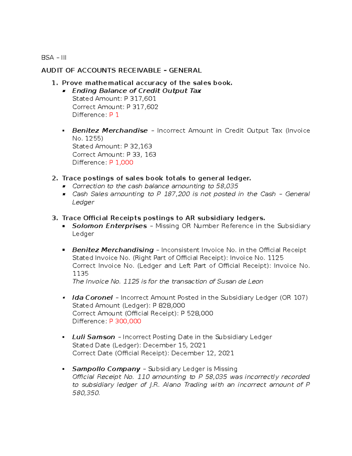 Audit of AR - Requirements 1-5 & 8-9 - BSA – III AUDIT OF ACCOUNTS ...