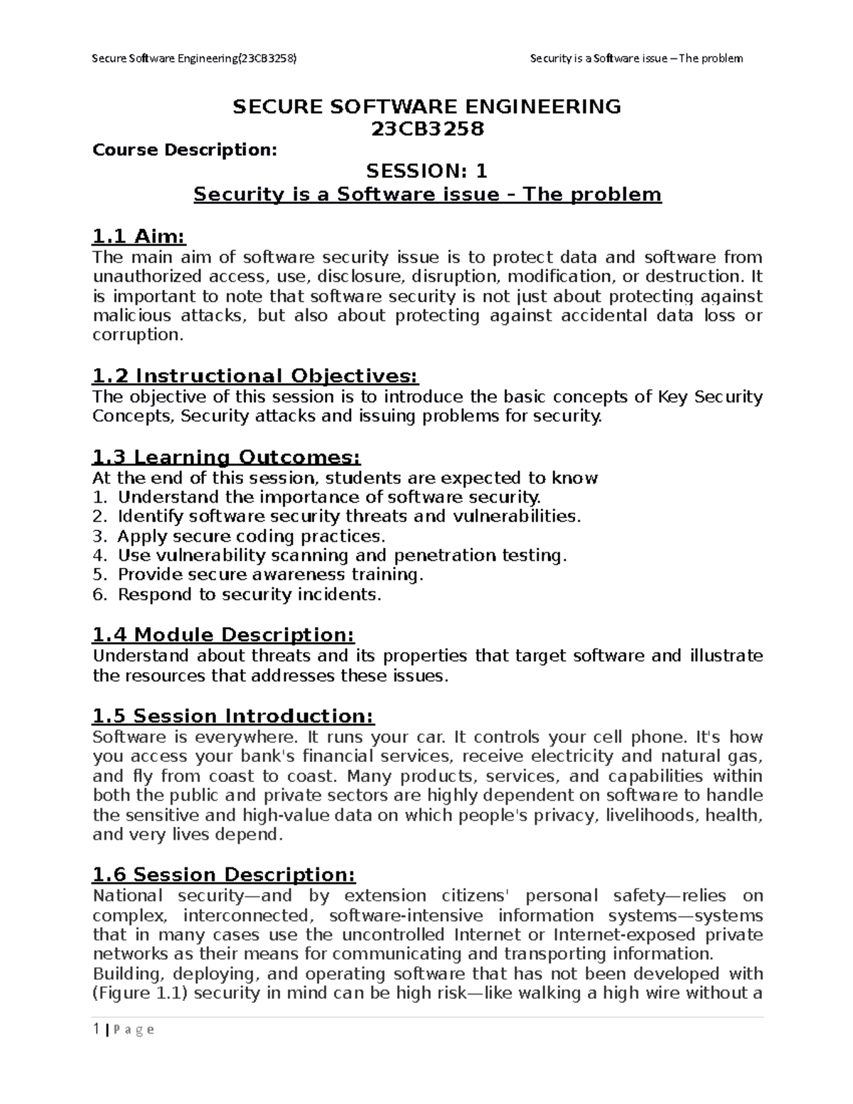 Sse Co1 Session 1 Security Is A Software Issue The Problem Secure