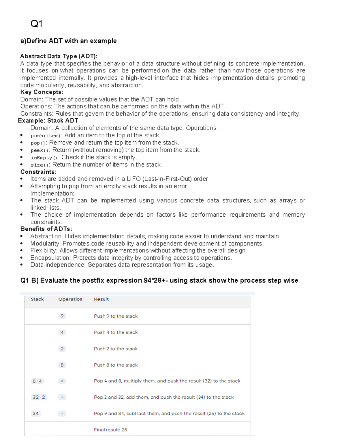 DS solution for ESE DEC 2023 - Q a)Define ADT with an example Abstract ...