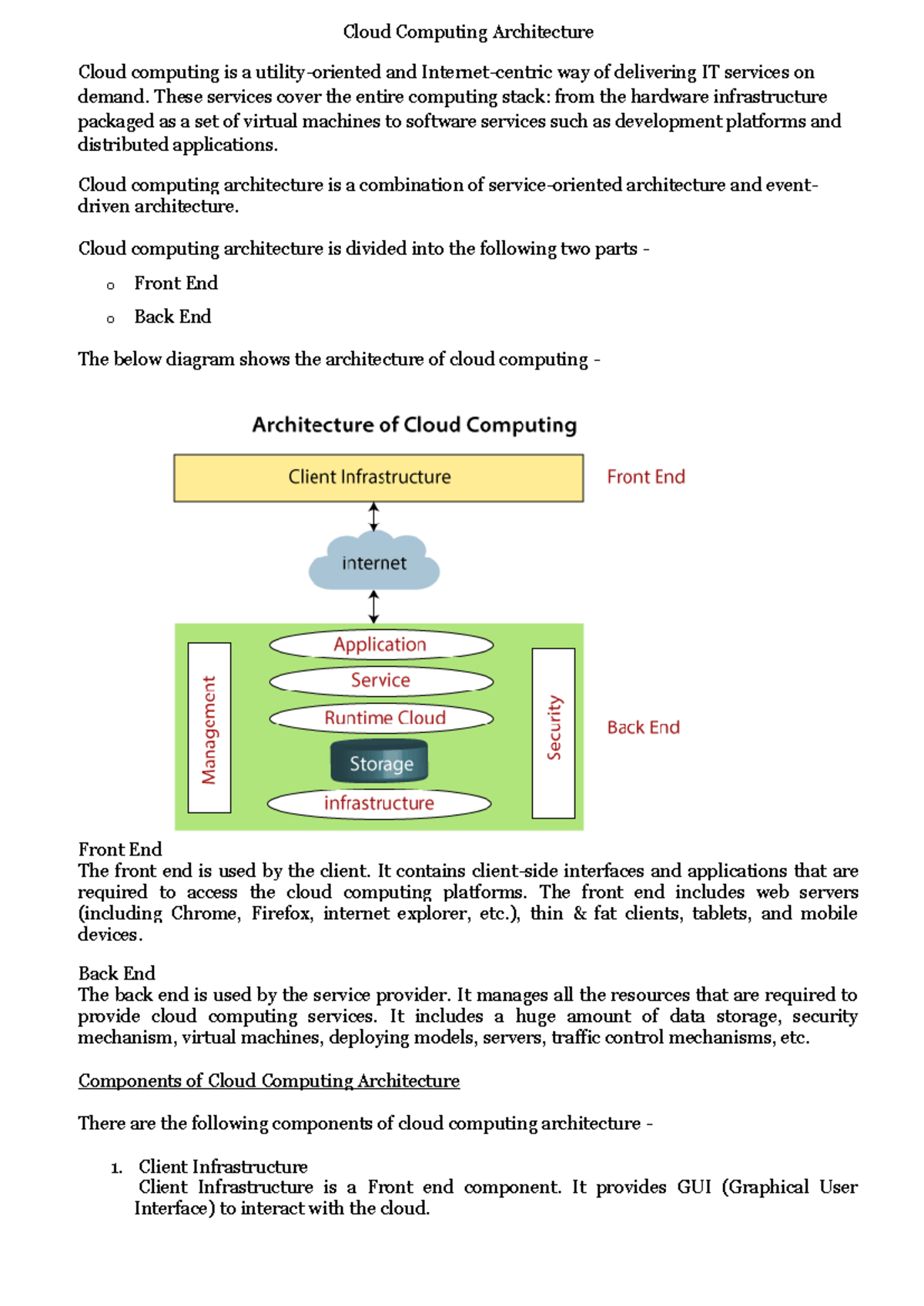 Cloud Computing Architecture Cloud Computing Architecture