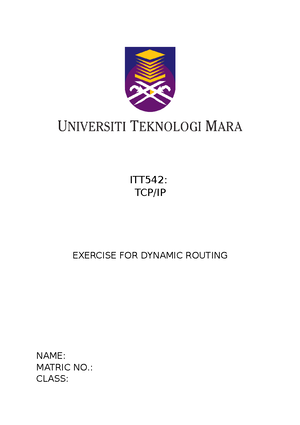 ITT542 Tutorial Topic UDP Q - ITT542 – TCP/IP Tutorial Topic 6 – UDP Answer ALL Questions: Are ...