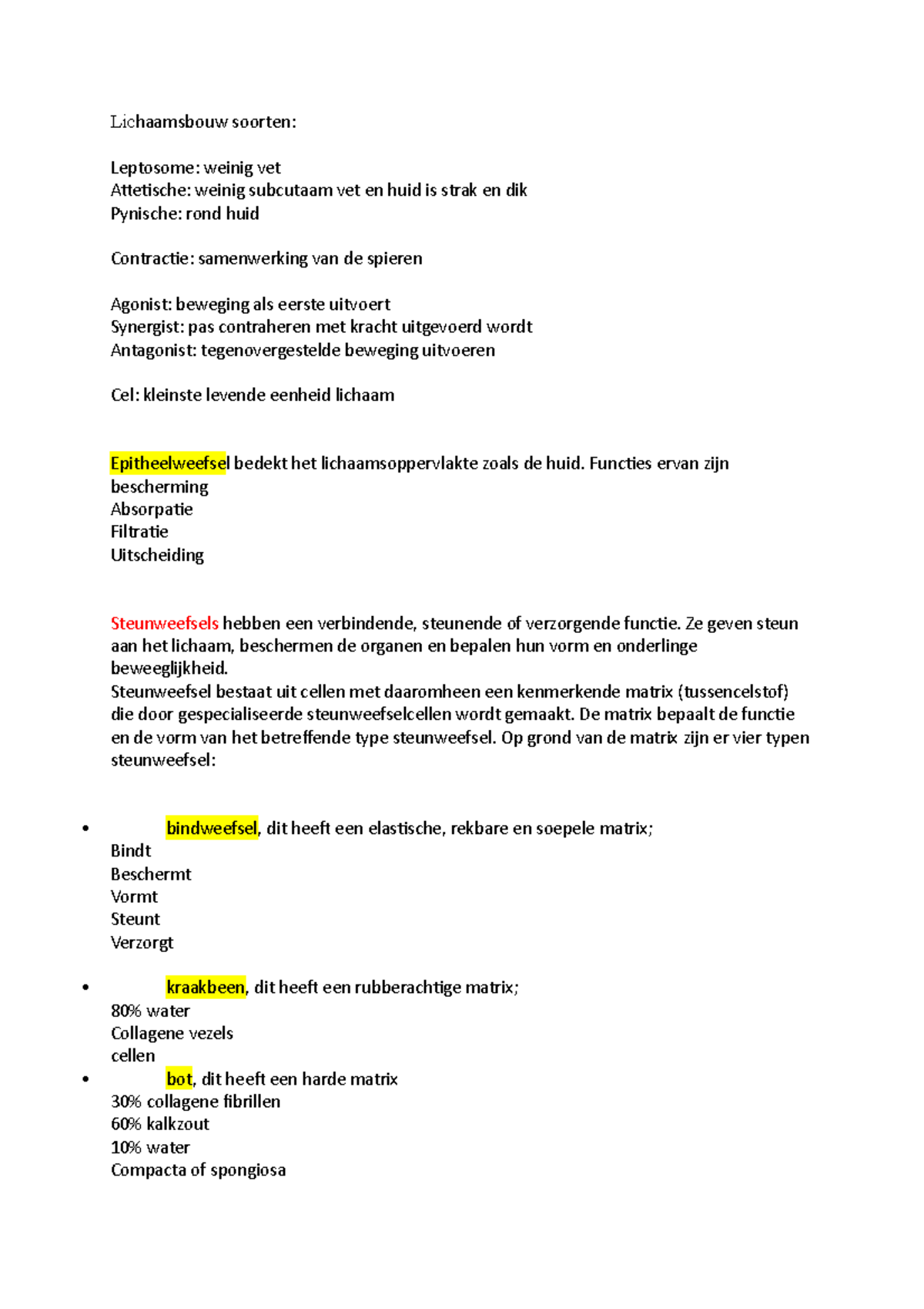 Fysiologie VS - Weefsels - Lichaamsbouw soorten: Leptosome: weinig vet ...