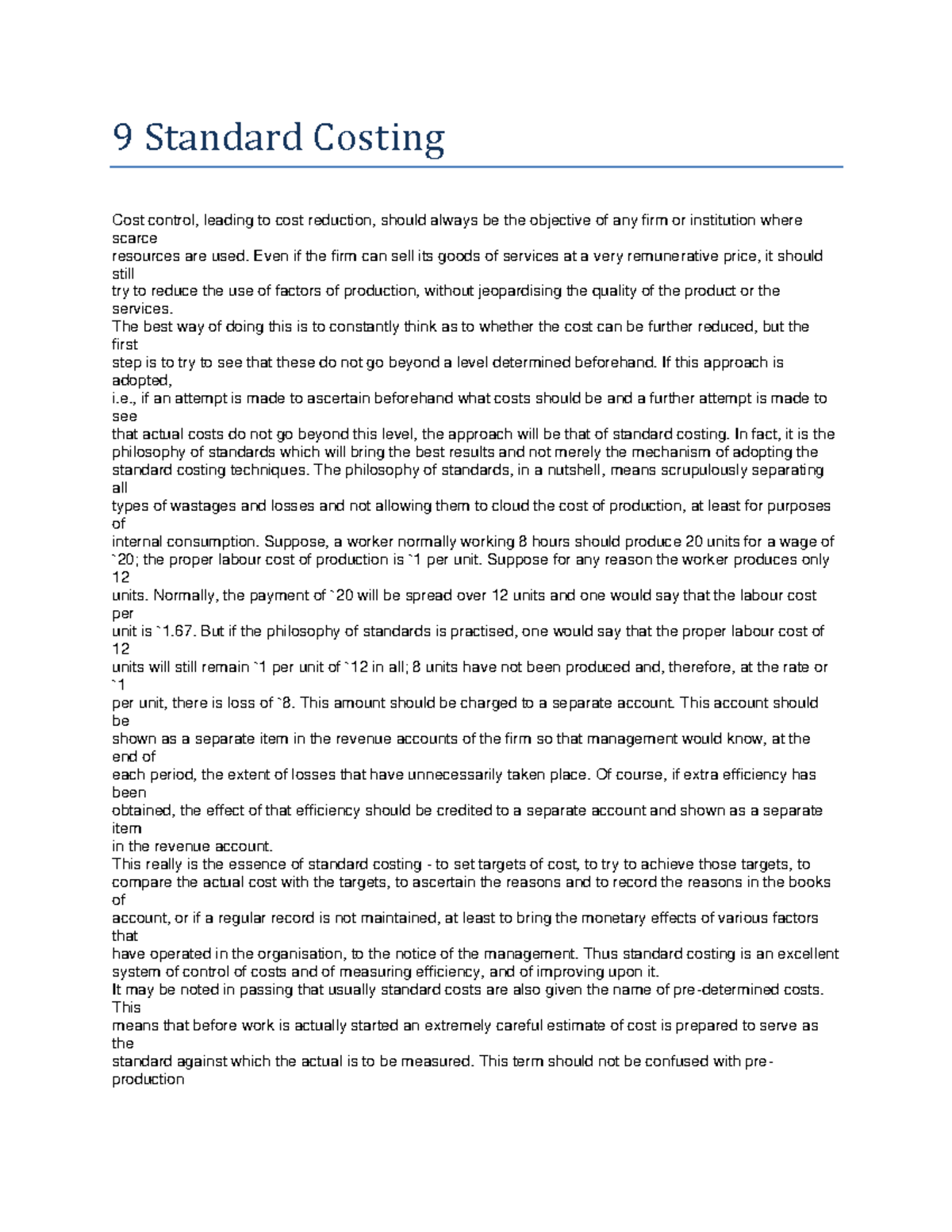 9 Standard Costing - Hey friends! This thread contains quality notes ...