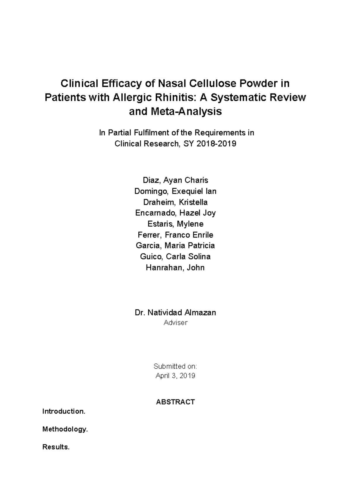 Meta-analysis research - Clinical Efficacy of Nasal Cellulose Powder in ...