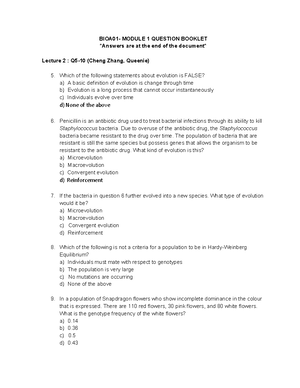 Module 1 Midterm Review ( Lectures 1-6) - Friday - BIOA01 MODULE 1 ...