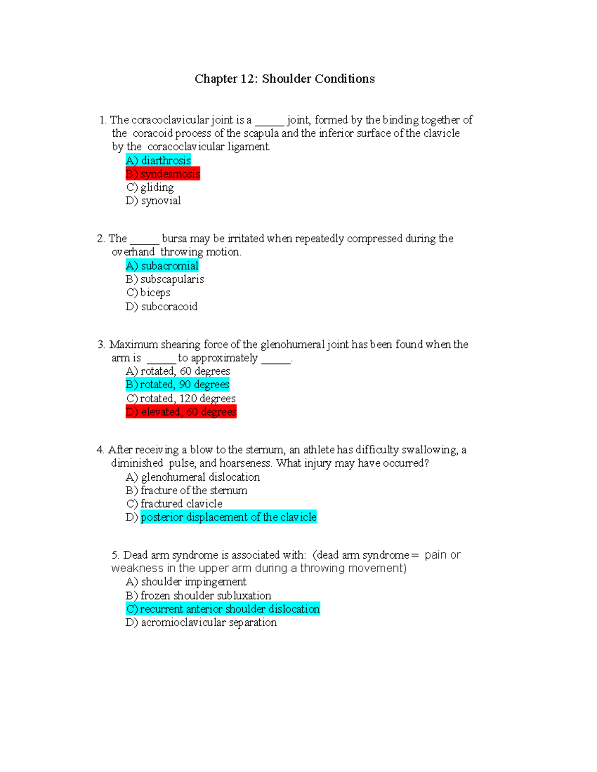 Shoulder MC - Chapter 12: Shoulder Conditions The coracoclavicular ...
